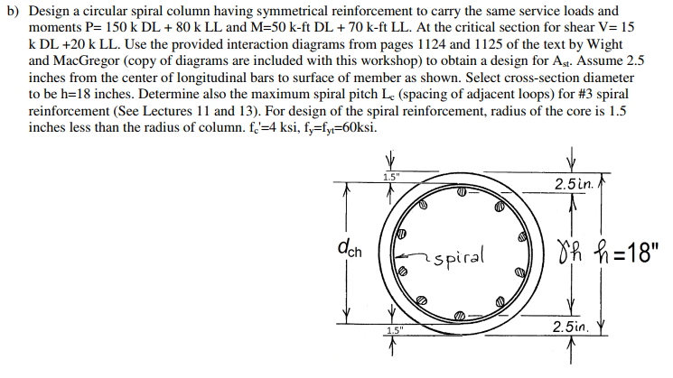 b) Design a circular spiral column having symmetrical | Chegg.com