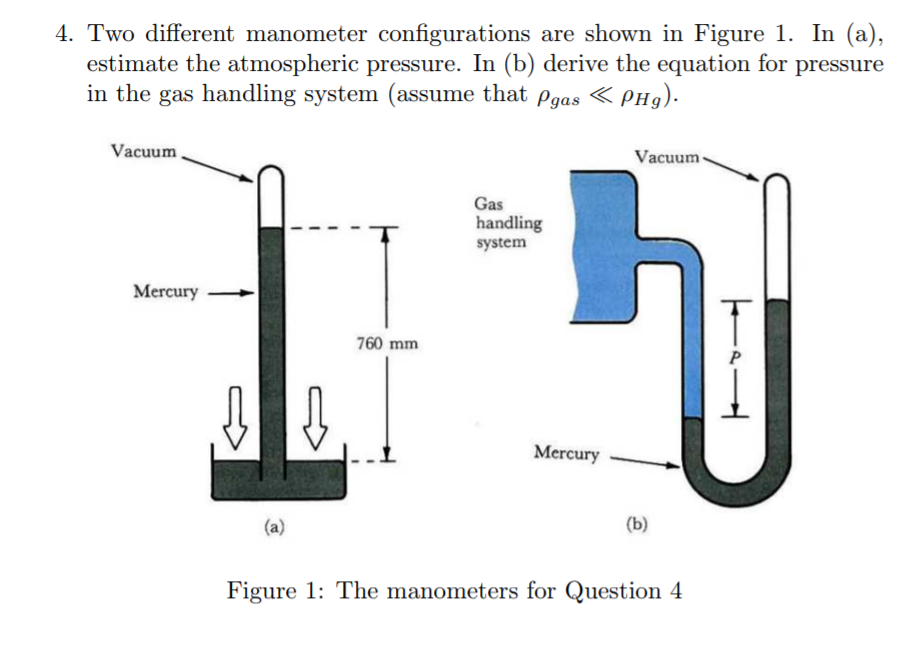Solved 4. Two different manometer configurations are shown | Chegg.com