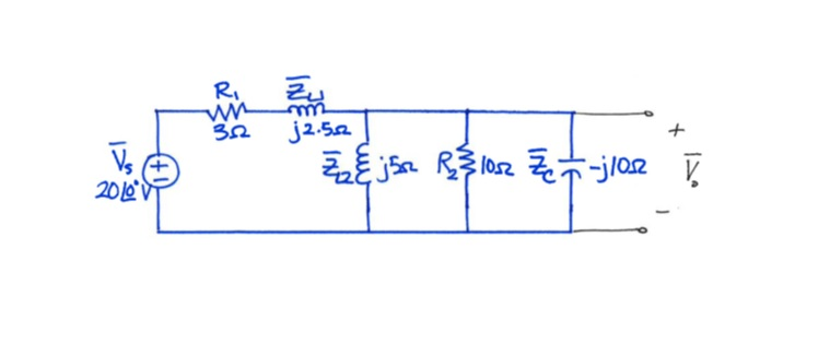 Solved For the following circuit, find voltage V0 in phasor | Chegg.com