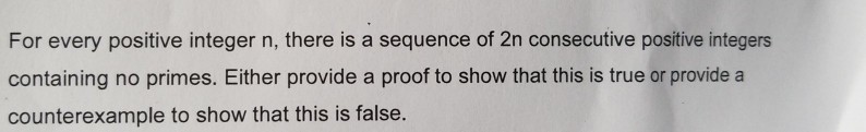 Solved For every positive integer n, there is a sequence of | Chegg.com