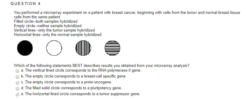 Solved QUESTION 4 You performed a microarray experiment on a | Chegg.com