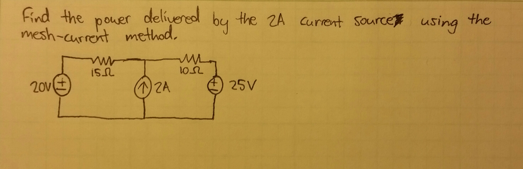 Solved Find the power delivered by the 2A current source | Chegg.com
