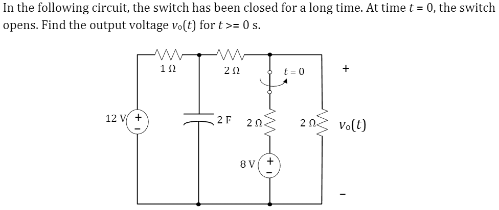 Solved In the following circuit, the switch has been closed | Chegg.com