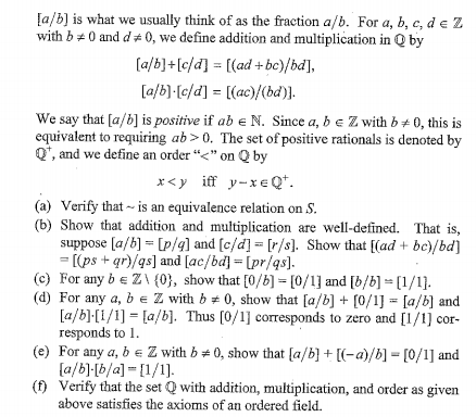 To actually construct the rationals Q from the | Chegg.com