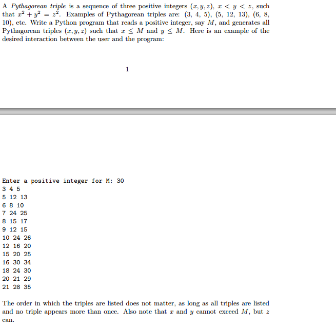 Solved A Pythagorean triple is a sequence of three positive | Chegg.com