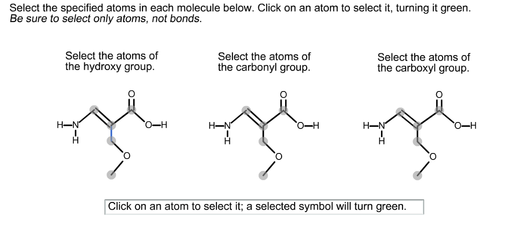 Solved Select the specified atoms in each molecule below. | Chegg.com