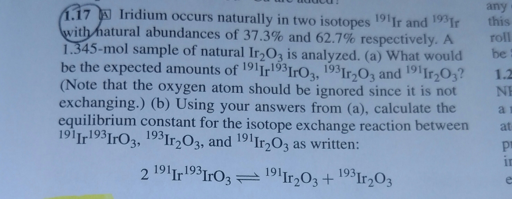Solved Iridium occurs naturally in two isotopes^191 Ir | Chegg.com