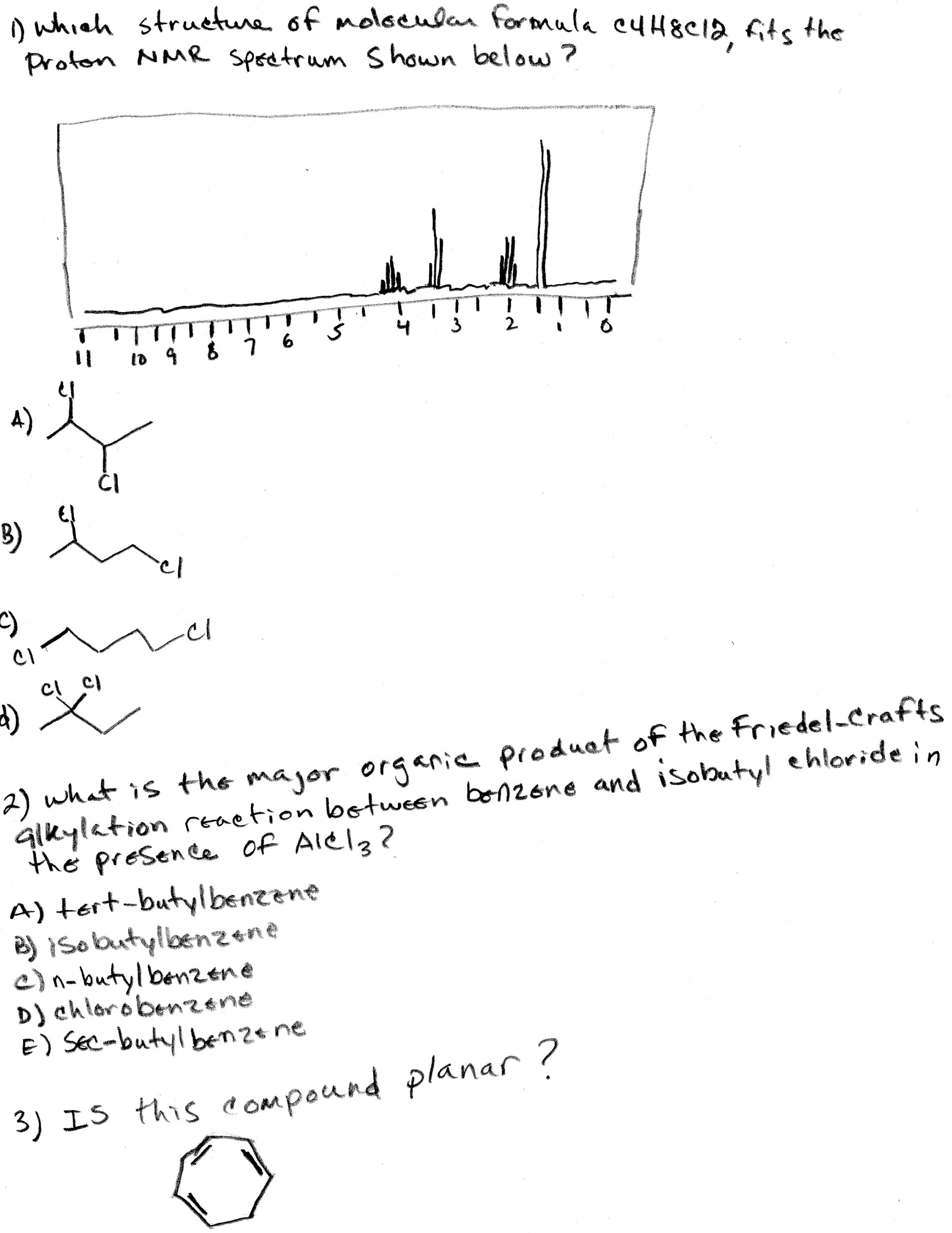 Solved Which structure of molecular formula C4H8Cl2, fits | Chegg.com