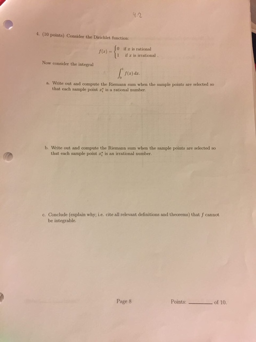 Solved Consider the Dirichlet function: f(x) = {0 if x is | Chegg.com