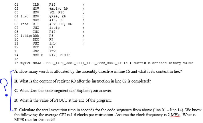 Solved 01 02 03 04 lnw MOV 05 06 lnb: BIT 07 08 09 1skip: | Chegg.com