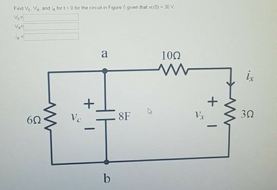 Solved Find VC.Vx, and ix for t > 0 for the circut in Figure | Chegg.com
