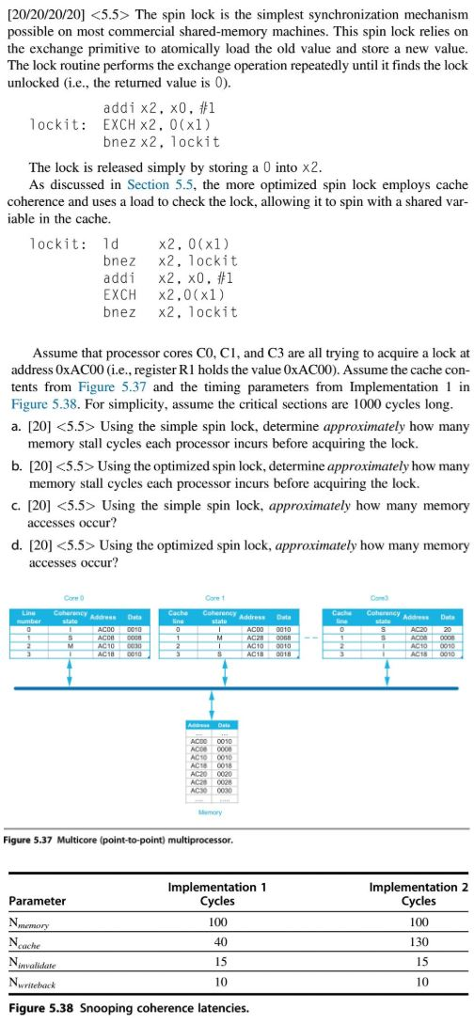 Solved [20/20/20/20] The spin lock is the simplest | Chegg.com