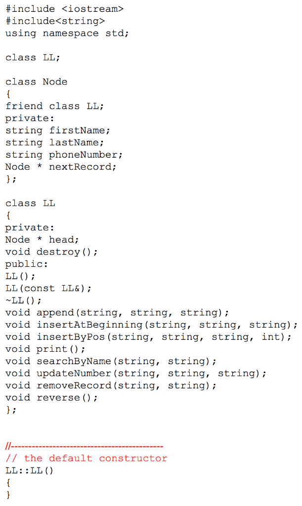Solved #include #include using namespace std; class LL | Chegg.com