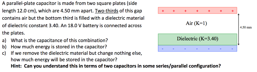 Solved A parallel-plate capacitor is made from two square | Chegg.com