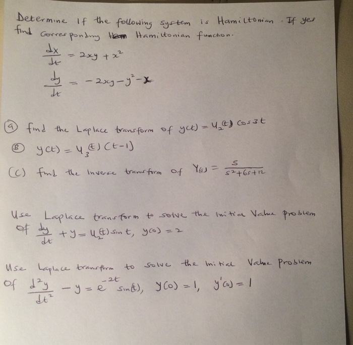 Solved Determine If the following system is Hamiltonian. If | Chegg.com