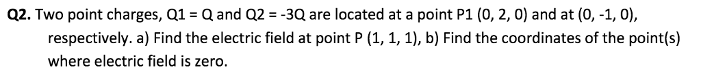 Solved Two point charges, Q1 = Q and Q2 = -3Q are located at | Chegg.com