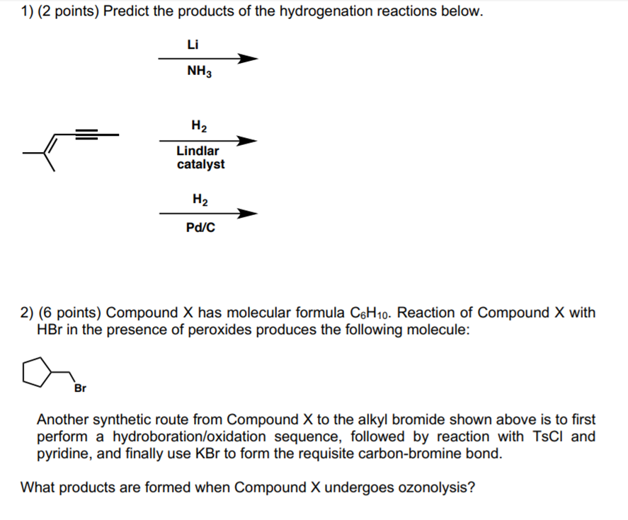 Solved 1) (2 points) Predict the products of the | Chegg.com Solved 1) (2 points) Predict the products of the | Chegg.com