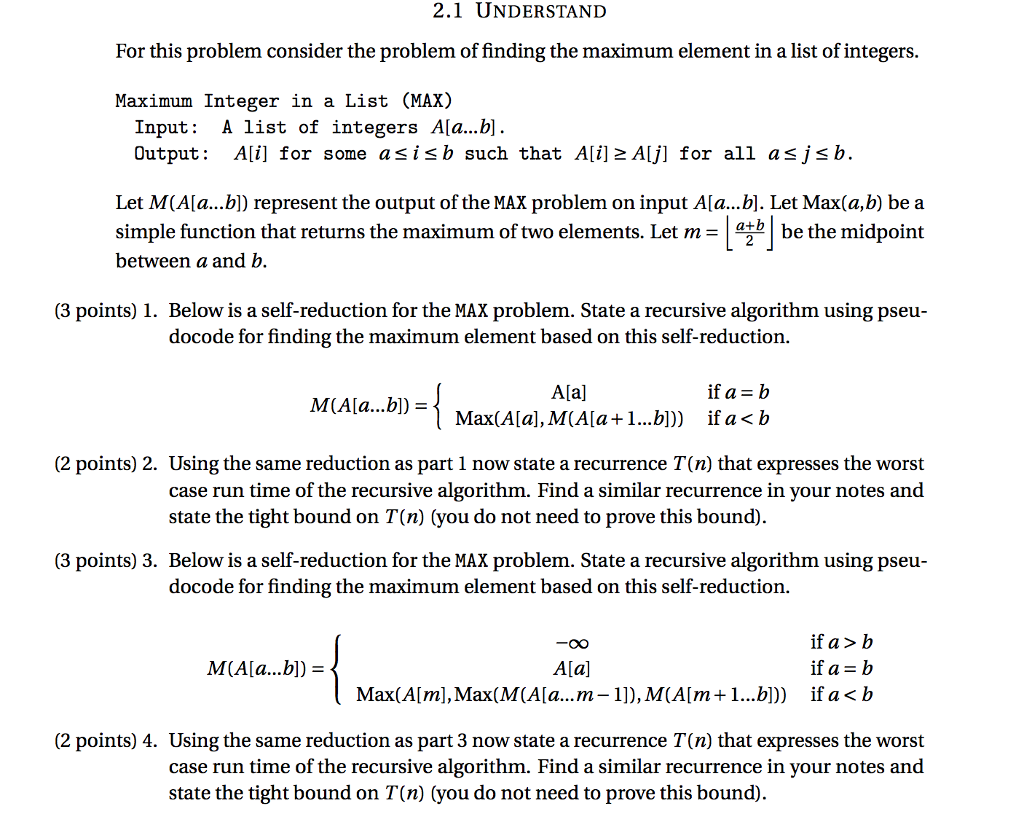 Solved For this problem consider the problem of finding the | Chegg.com