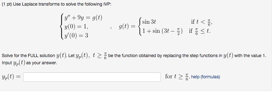 Use Laplace transforms to solve the following IVP: | Chegg.com