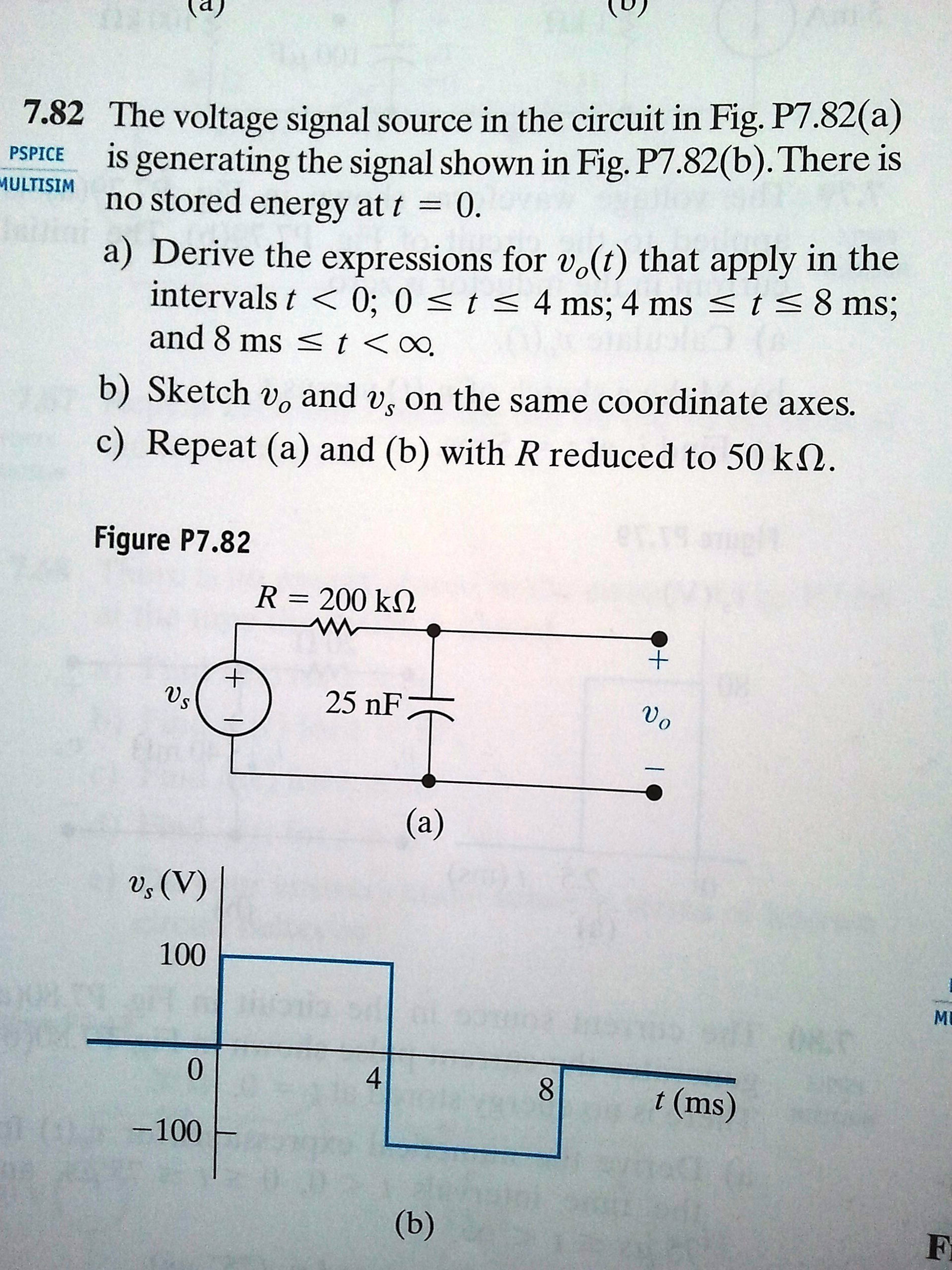 Solved The voltage signal source in the circuit in Fig. | Chegg.com