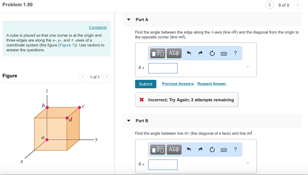 Solved Problem 1.80 9 of 9 Part A onstants Find the angle | Chegg.com Solved Problem 1.80 9 of 9 Part A onstants Find the angle | Chegg.com
