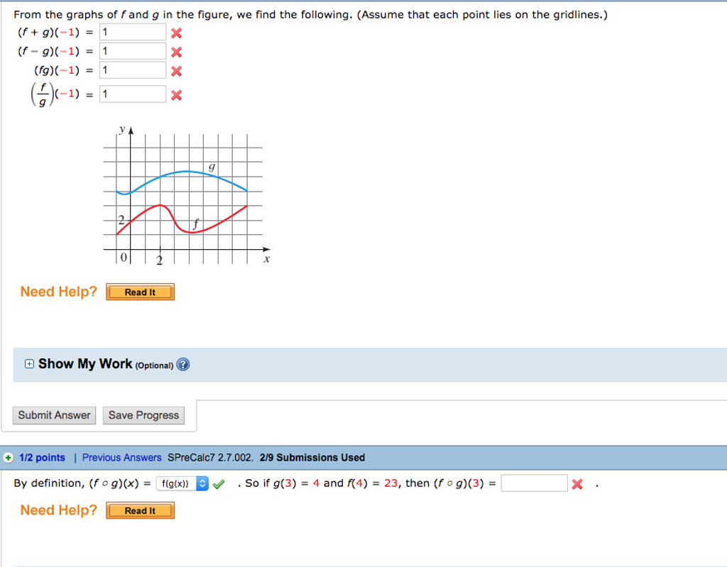 Solved From the graphs of f and g in the figure, we find the | Chegg.com