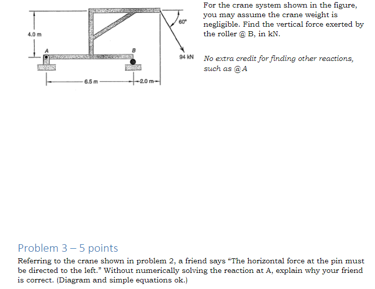 Solved For the crane system shown in the figure, you may | Chegg.com