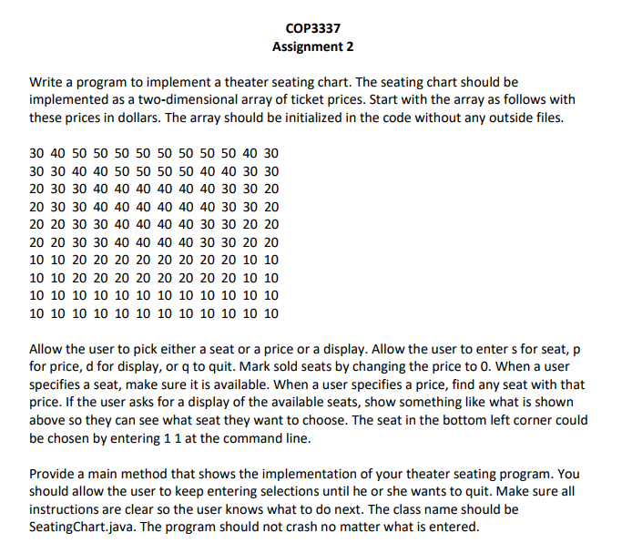 Solved COP3337 Assignment 2 Write a program to implement a | Chegg.com