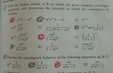 Solved he largest subset of R on which the given sequence | Chegg.com