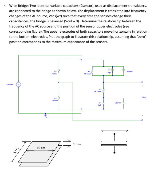 Solved Wien Bridge: Two identical variable capacitors | Chegg.com