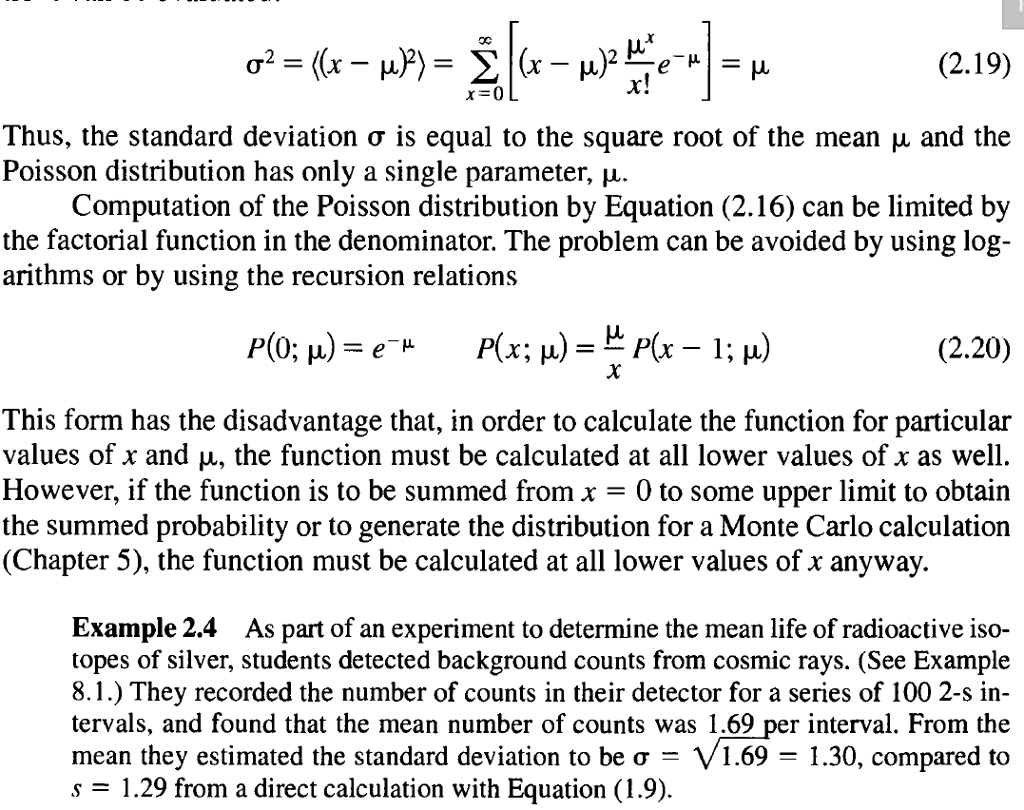 (2.19) Thus, the standard deviation o is equal to the | Chegg.com
