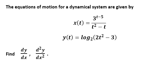 Solved The equations of motion for a dynamical system are | Chegg.com