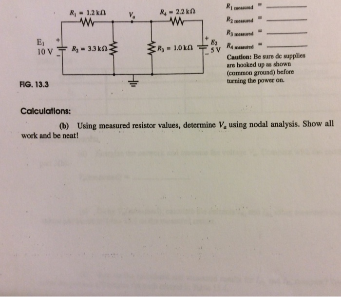 Solved Calculations: Using measured resistor values, | Chegg.com