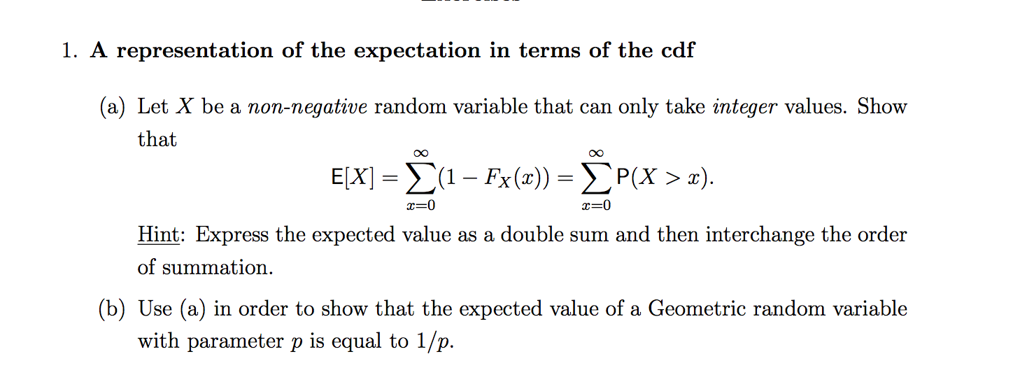 Solved A Representation Of The Expectation In Terms Of The 