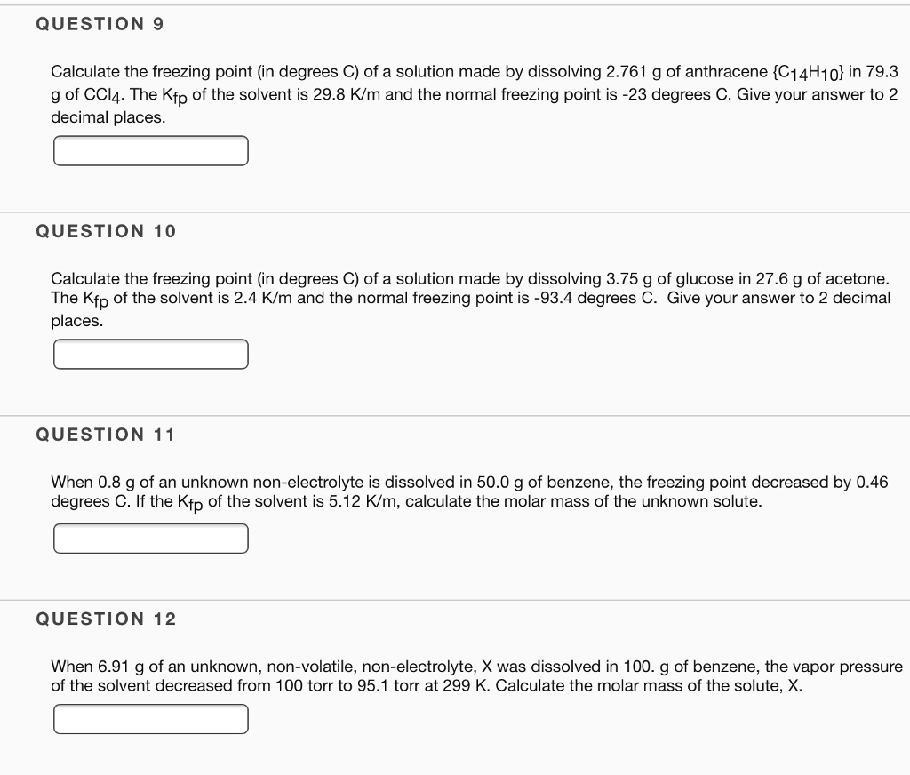Solved Calculate the freezing point (in degrees C) of a | Chegg.com