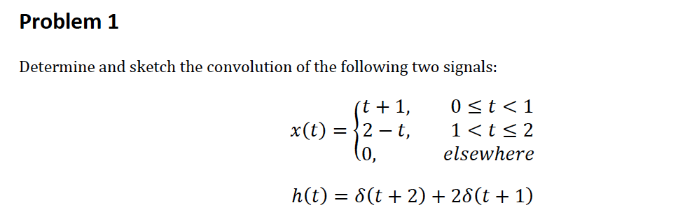 Solved Problem 1 Determine And Sketch The Convolution Of The