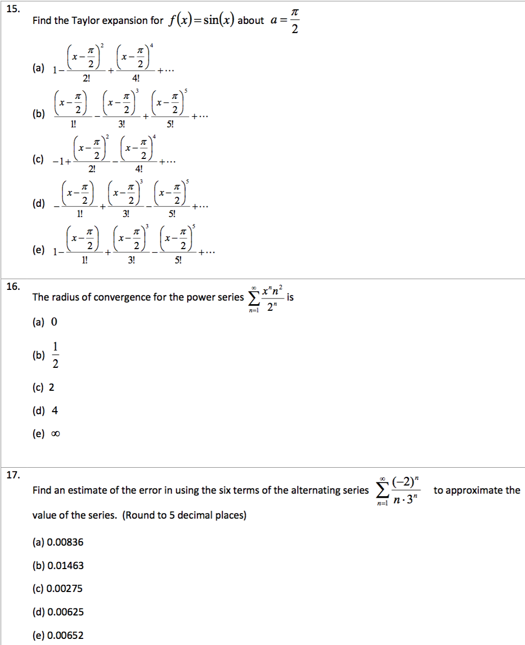 Solved Find the Taylor expansion for f{x) = sin(x) about a | Chegg.com