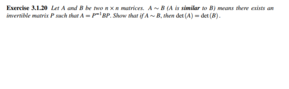 Solved Exercise 3.1.20 Let A and B be two n × n matrices. A | Chegg.com