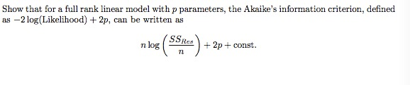 Solved Show that for a full rank linear model with p | Chegg.com