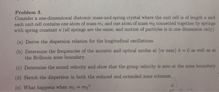 Solved Consider a one-dimensional diatomic mass-and-spring | Chegg.com