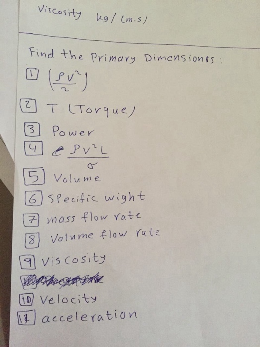 Solved Find the Primary Dimensions: (rho V^2/2) T (Torque) | Chegg.com