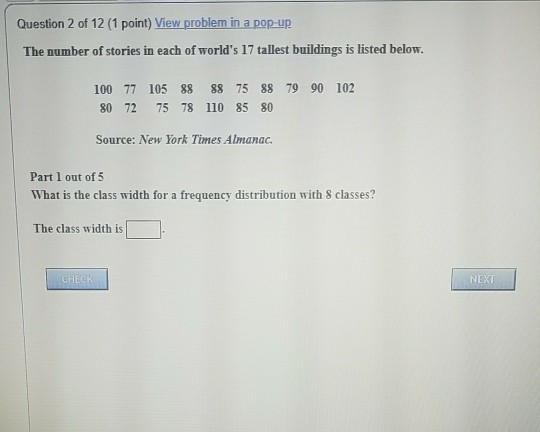 Solved Question 2 of 12 (1 point) View problem in a pop-up | Chegg.com