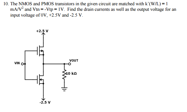 Solved The NMOS and PMOS transistors in the given circuit | Chegg.com