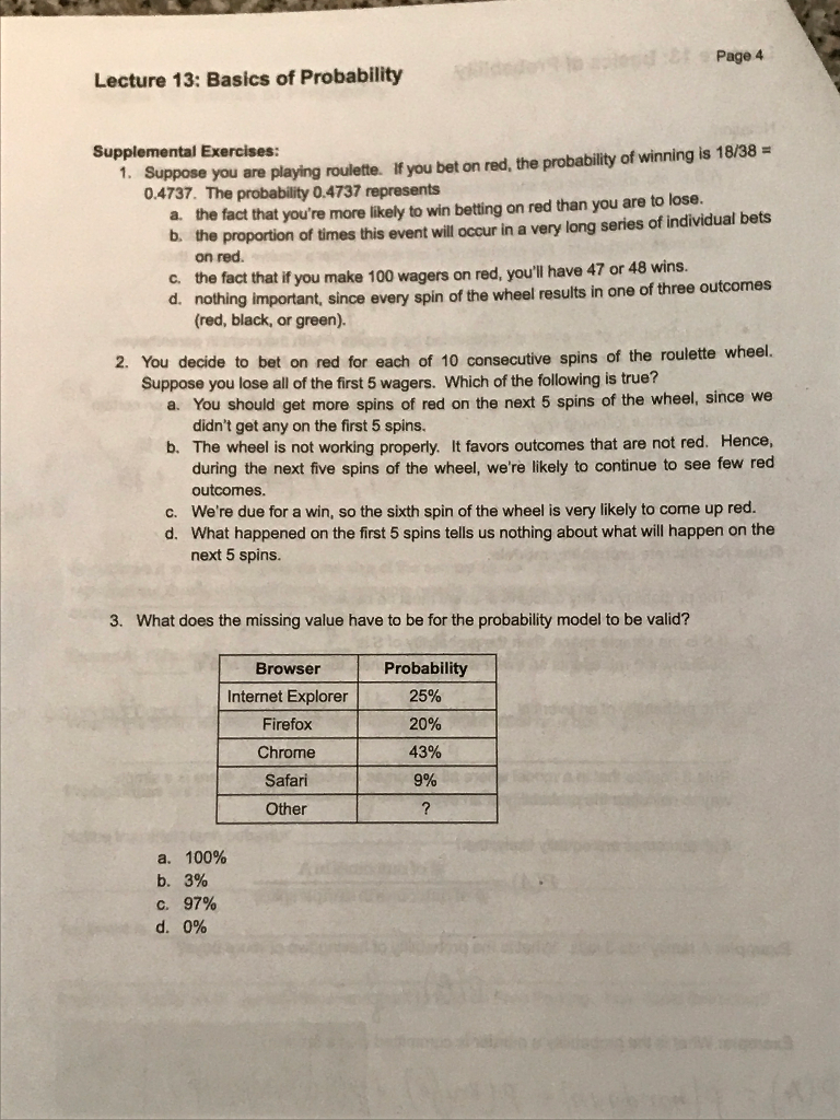 Solved Page 4 Lecture 13: Basics of Probability Suppose you | Chegg.com