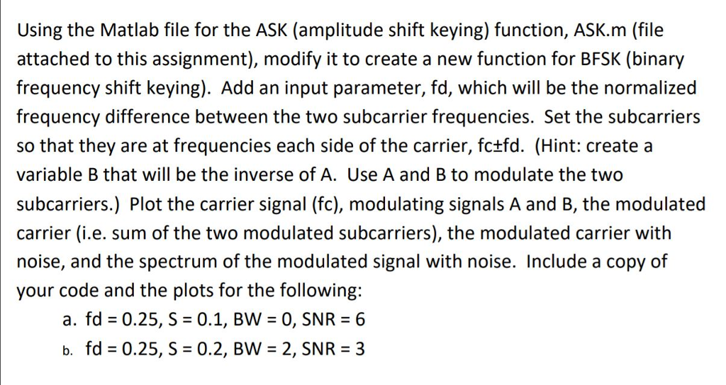 Using the Matlab file for the ASK (amplitude shift | Chegg.com
