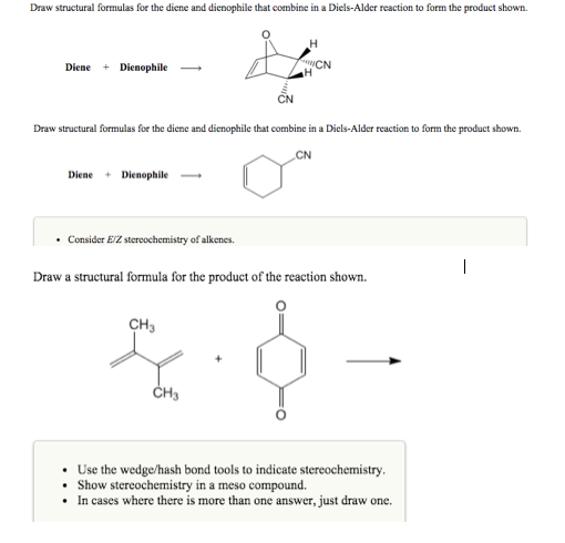 Solved Draw structural formulas for the diene and dienophile | Chegg.com
