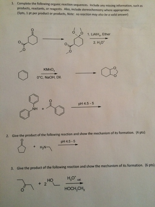 Complete the following organic reaction sequences. | Chegg.com