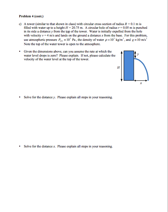 Solved A tower (similar to that shown in class) with | Chegg.com