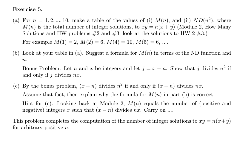For n = 1, 2, ..., 10, make a table of the values of | Chegg.com