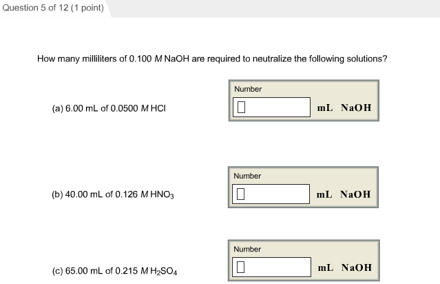 Solved How many milliliters of 0.100 M NaOH are required to | Chegg.com